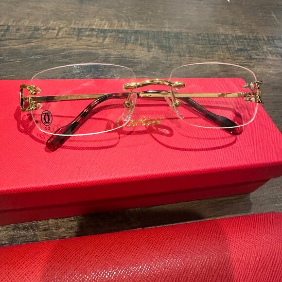 Cartier | Accessories | Cartier Glasses Clear Lens Rimless Frame Model ...